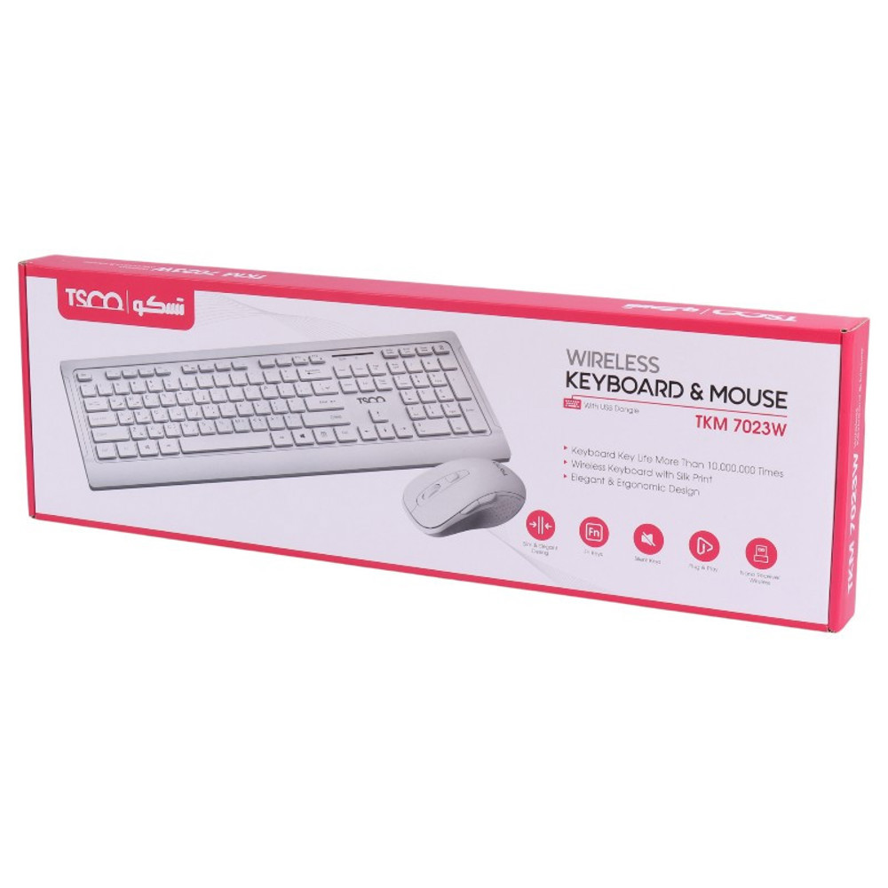 کیبورد و موس بیسیم TSCO TKM 7023W White(آکبند)